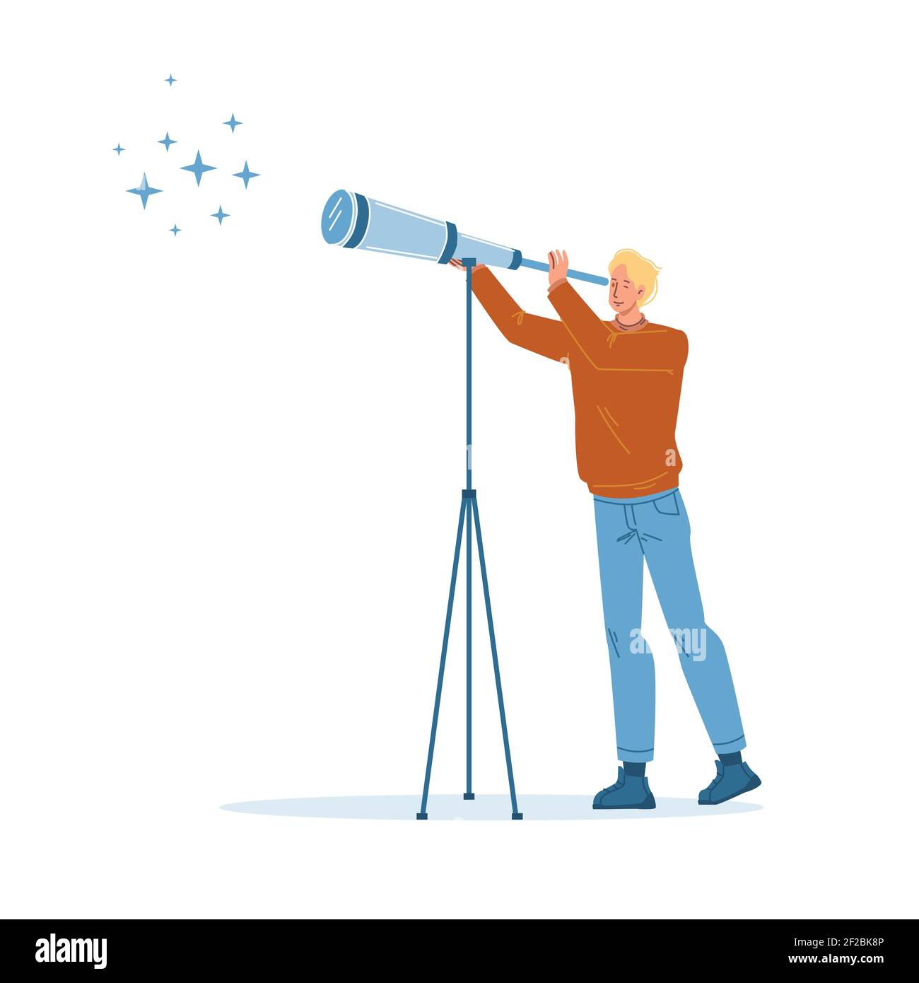 Flat cartoon character look into distance vector illustration concept ...