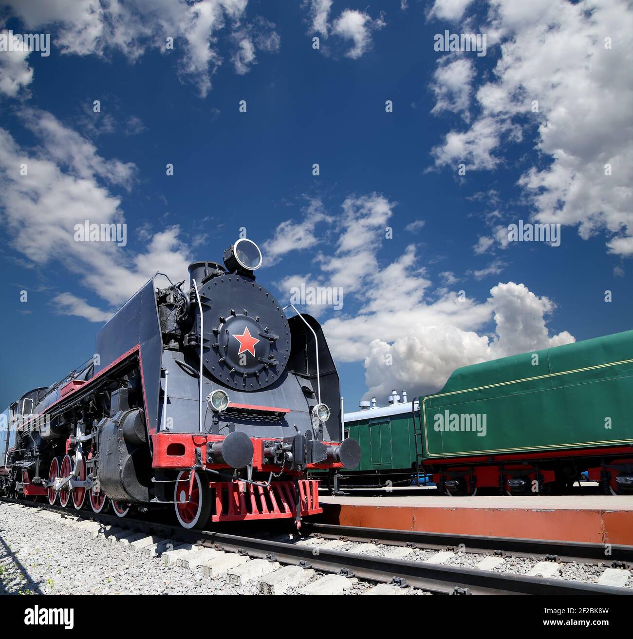 Ancient steam locomotive, Moscow museum of railway in Russia, Rizhsky ...