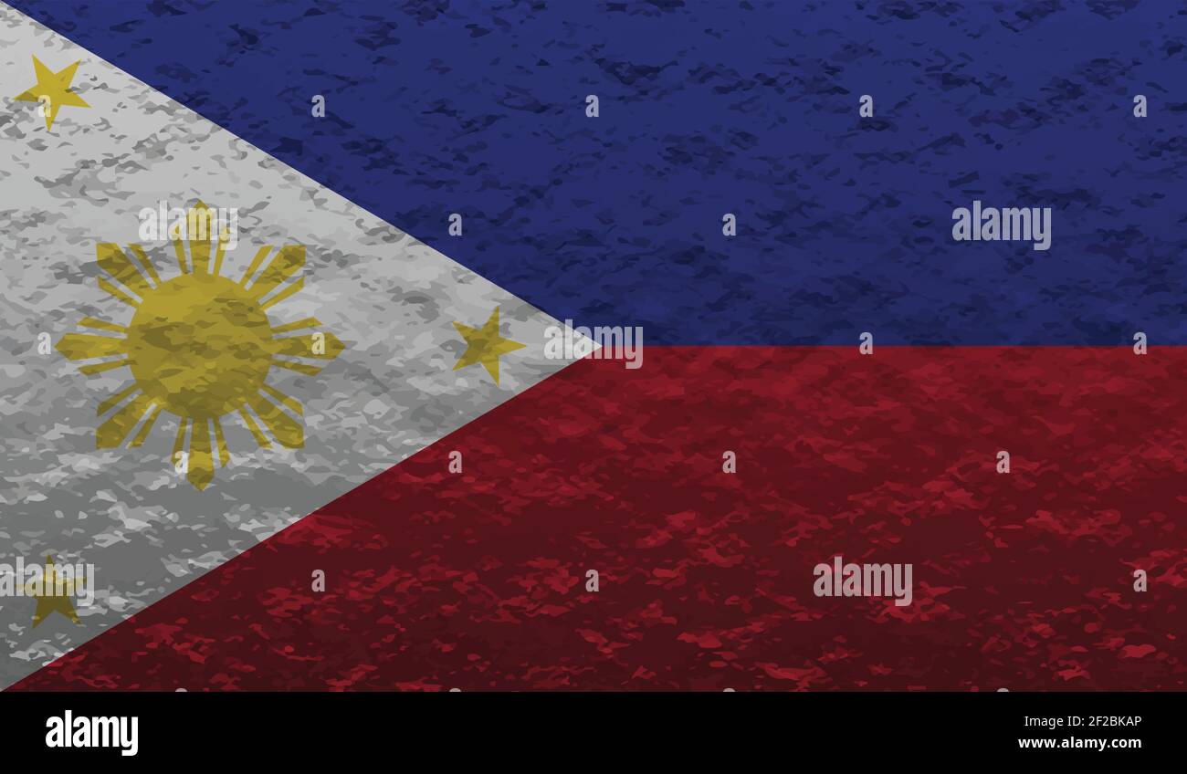 Philippines flag with waving grunge texture. Vector background Stock ...