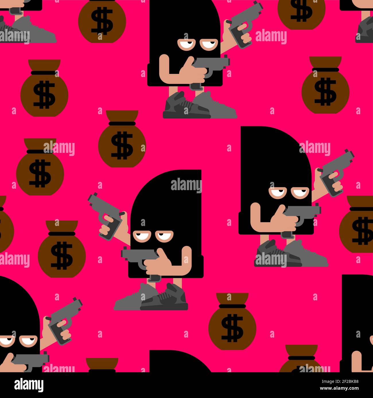 Cute Robber pattern seamless. Cartoon thug background Stock Vector ...