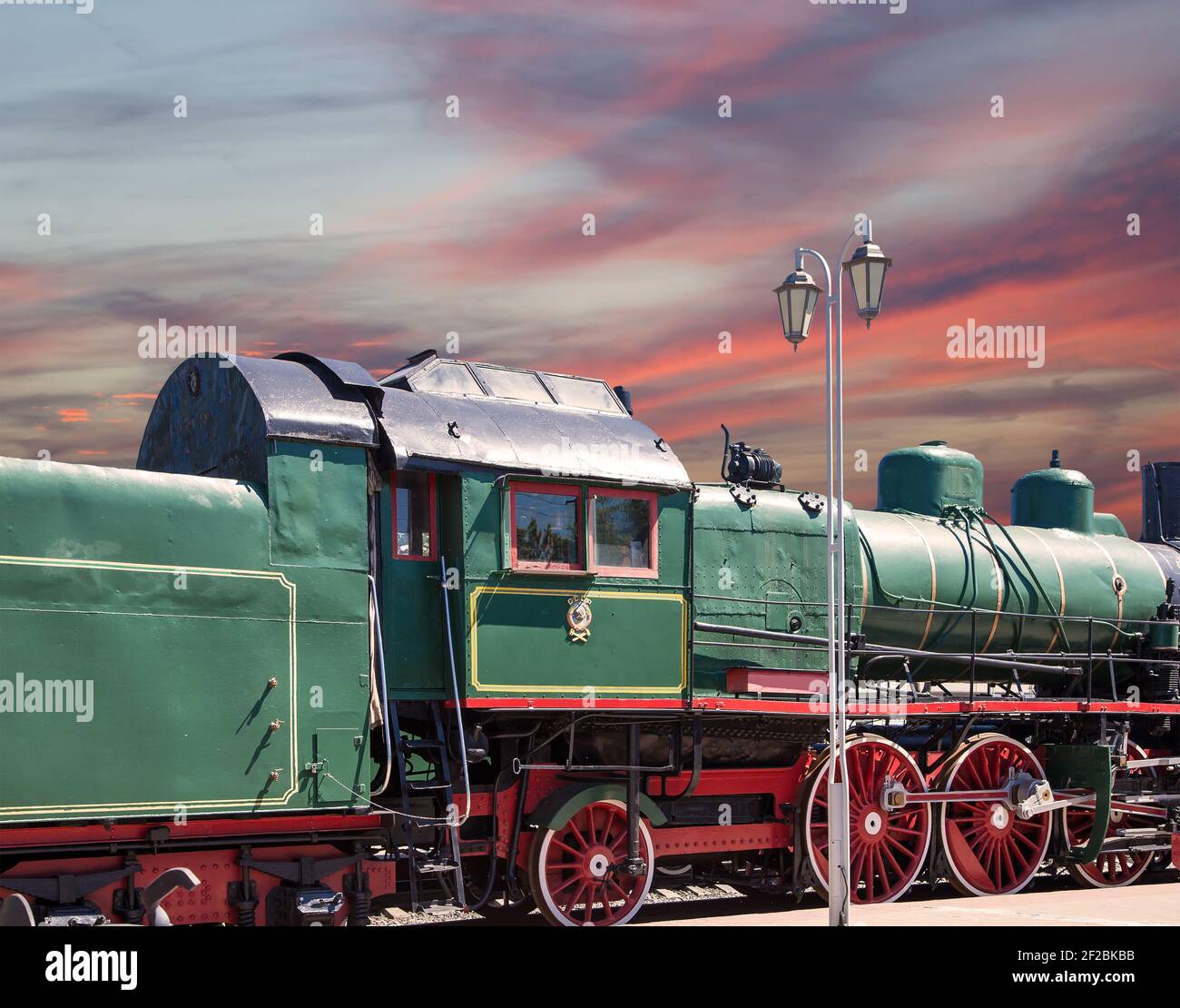 Ancient steam locomotive, Moscow museum of railway in Russia, Rizhsky ...