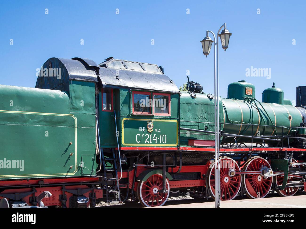Ancient steam locomotive, Moscow museum of railway in Russia, Rizhsky ...