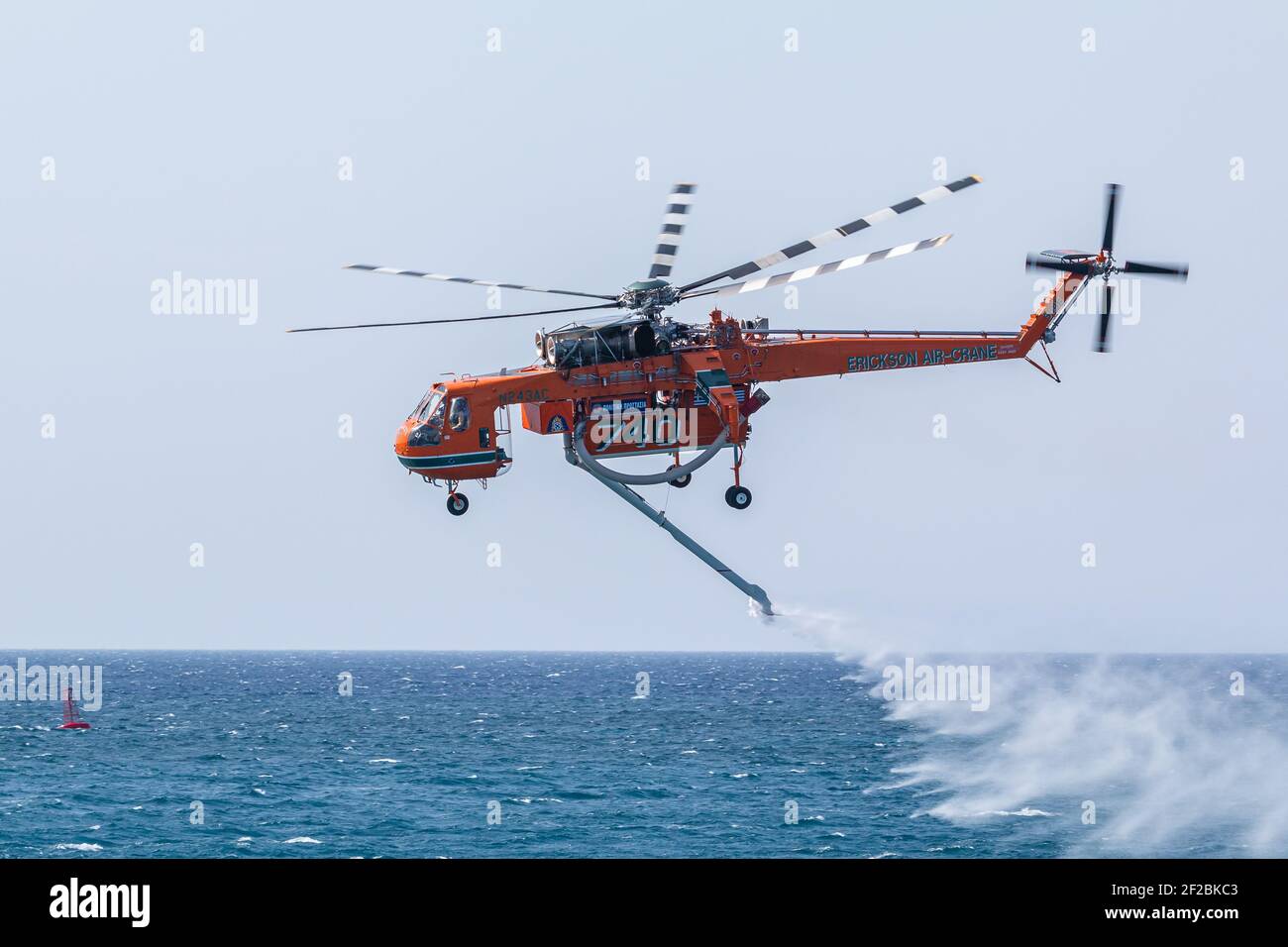 Paros Island, Greece- 26 September 2020: A helicopter of the fire ...