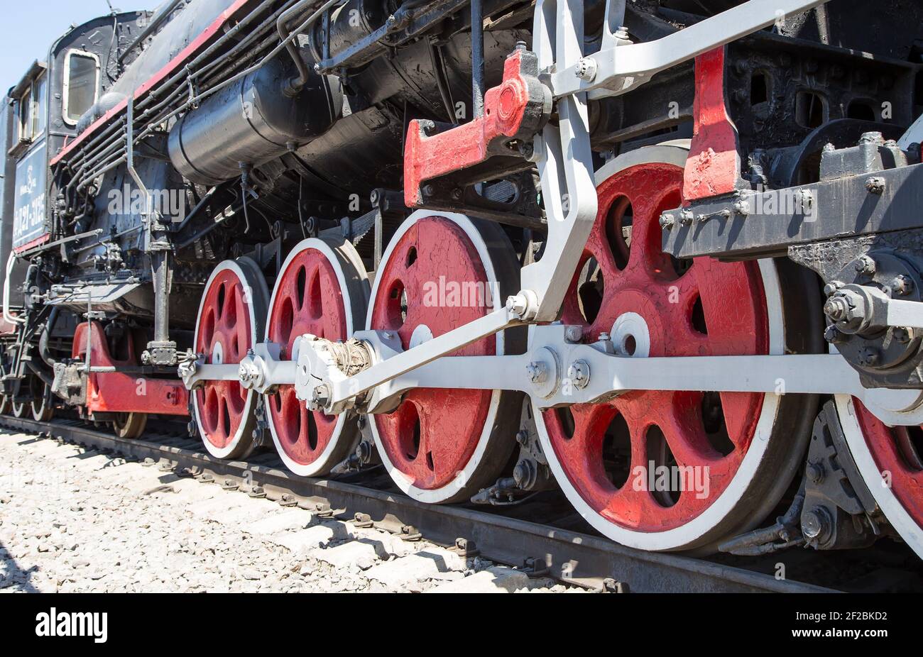 Ancient steam locomotive, Moscow museum of railway in Russia, Rizhsky ...