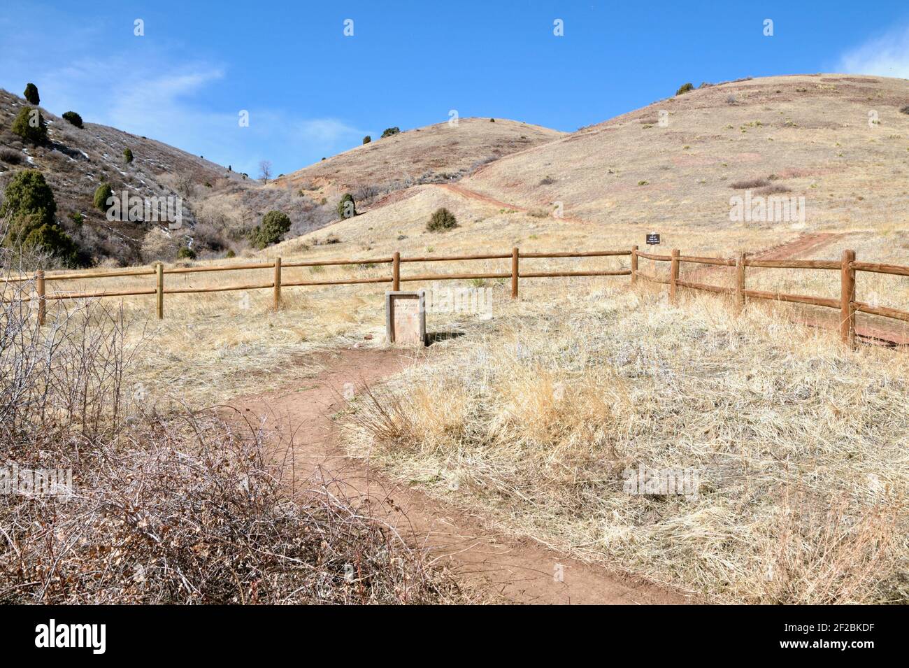 Hiking to Historic Cemetery in Golden, CO on Desert Grassy, Late Winter ...