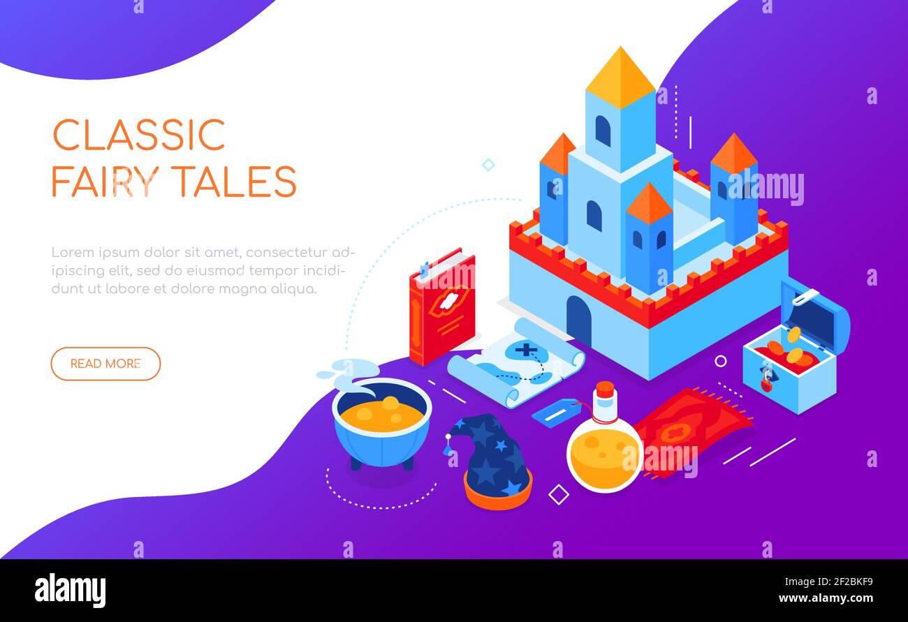 Fantasy and fiction - modern colorful isometric web banner with copy ...
