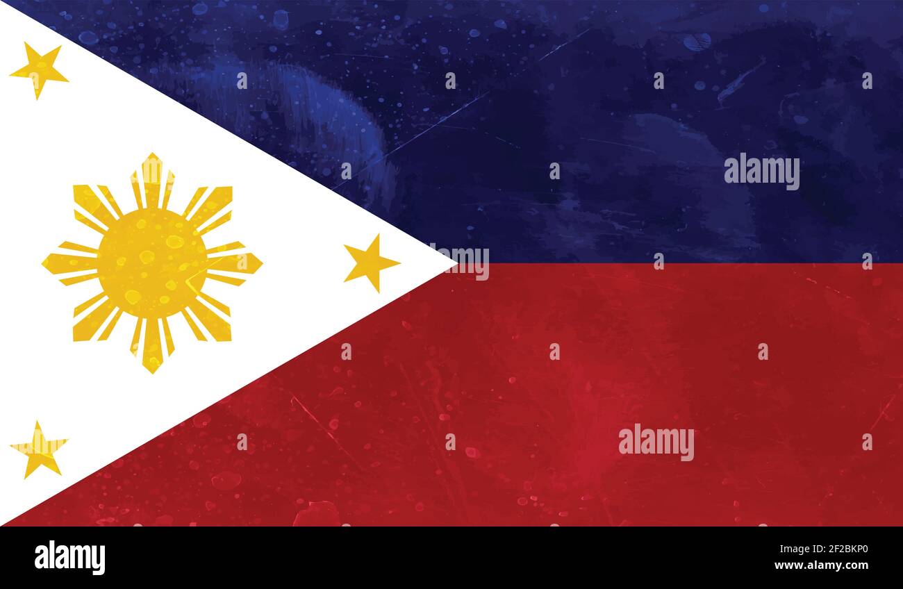 Philippines flag with waving grunge texture. Vector background Stock ...
