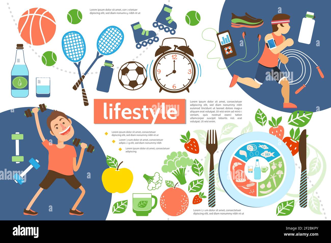 Flat active lifestyle infographic template with athletes sport ...
