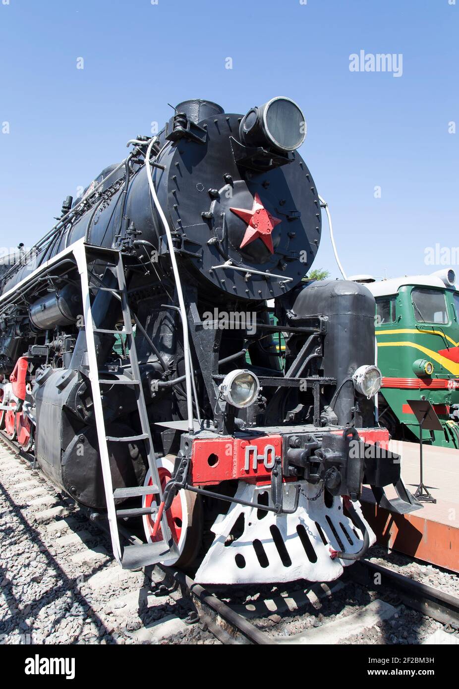 Ancient steam locomotive, Moscow museum of railway in Russia, Rizhsky ...