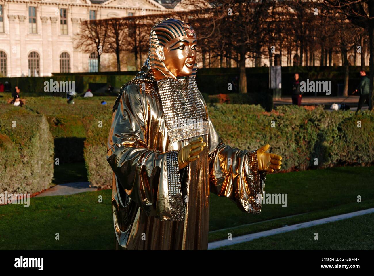 Mummy Tutankhamun in garden of Louvre Museum,Paris, France Stock Photo ...