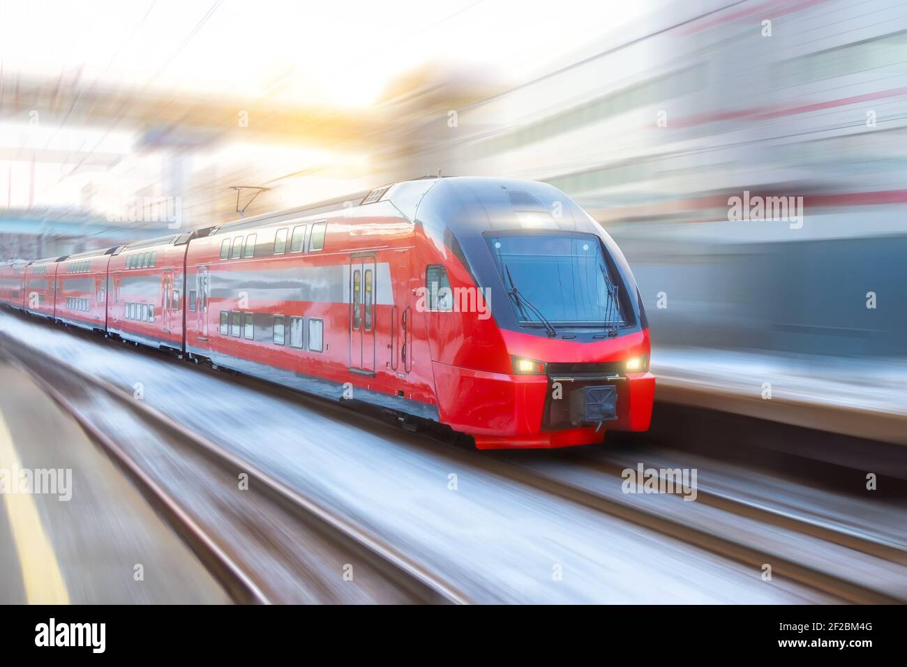 Double decker train arrives station hi-res stock photography and images ...