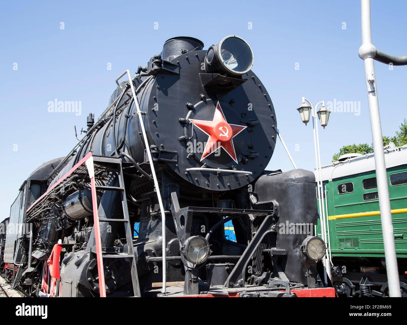 Ancient steam locomotive, Moscow museum of railway in Russia, Rizhsky ...