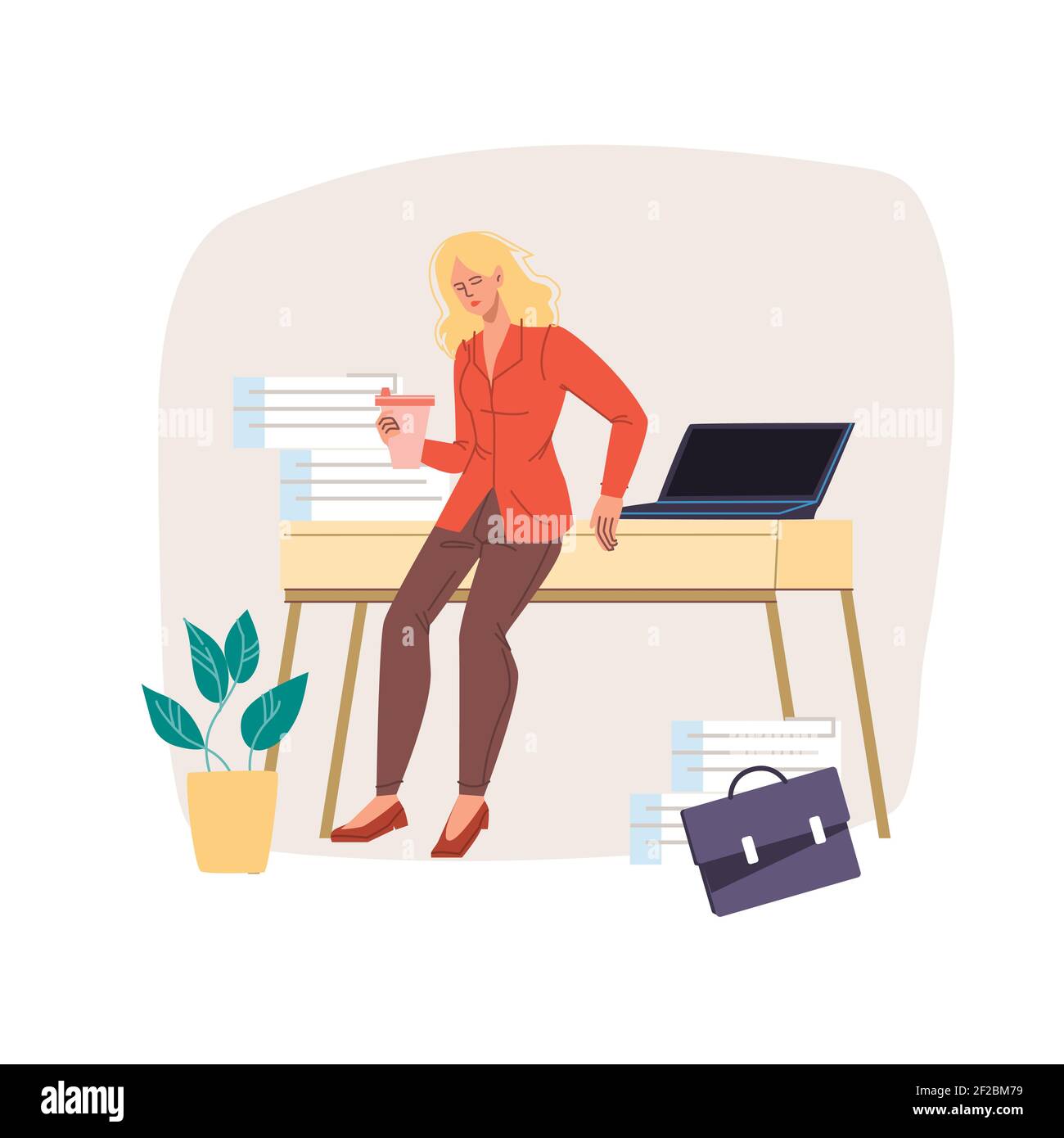 Cartoon flat employee character,work stress burnout vector illustration ...