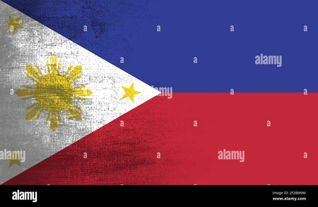 Philippines flag with waving grunge texture. Vector background Stock ...