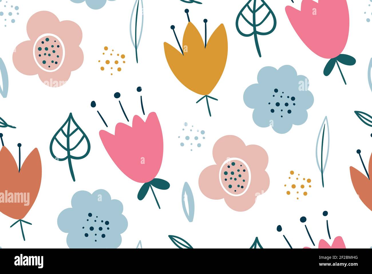 Seamless pattern with creative decorative flowers. Creative floral ...