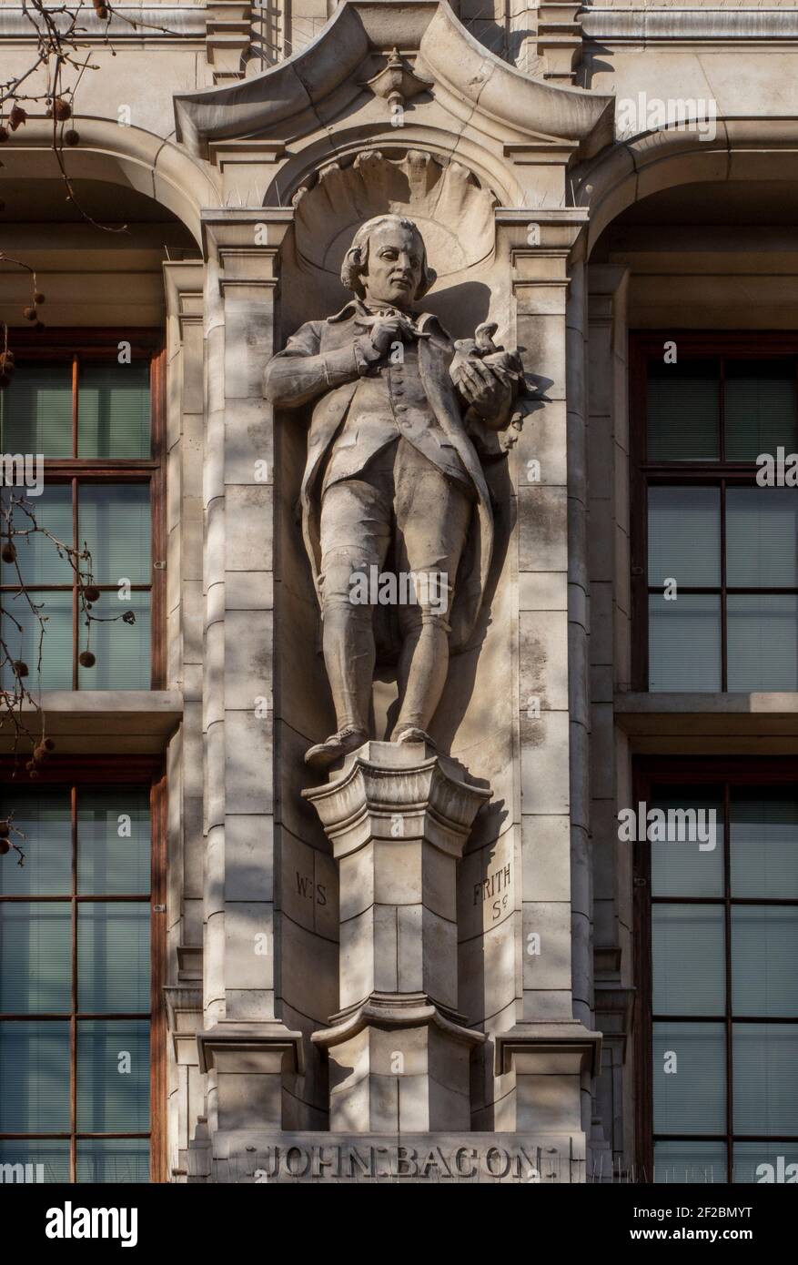 John Bacon, sculptor (1740-1799); Statue by W.S.Frith in niche on ...
