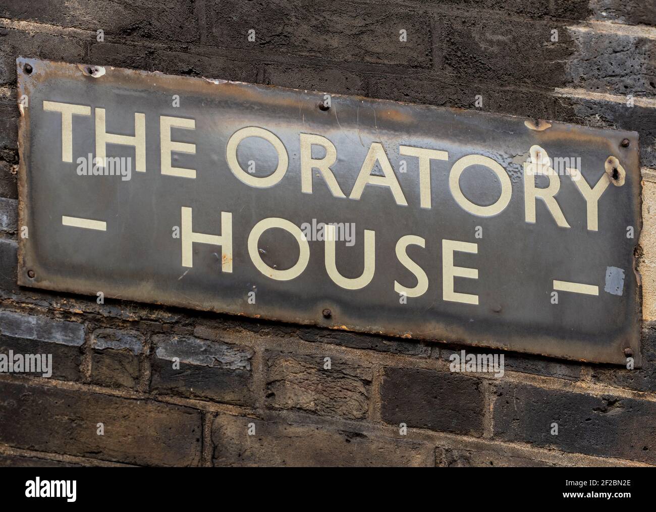 Sign for the Oratory House, Brompton Road; London HQ, private chapel ...
