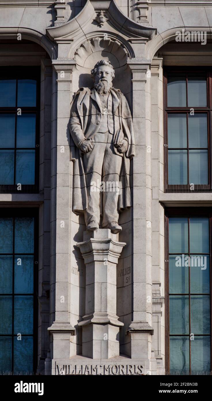 William Morris, designer, statue by A.G. Walker in niche on Exhibition ...