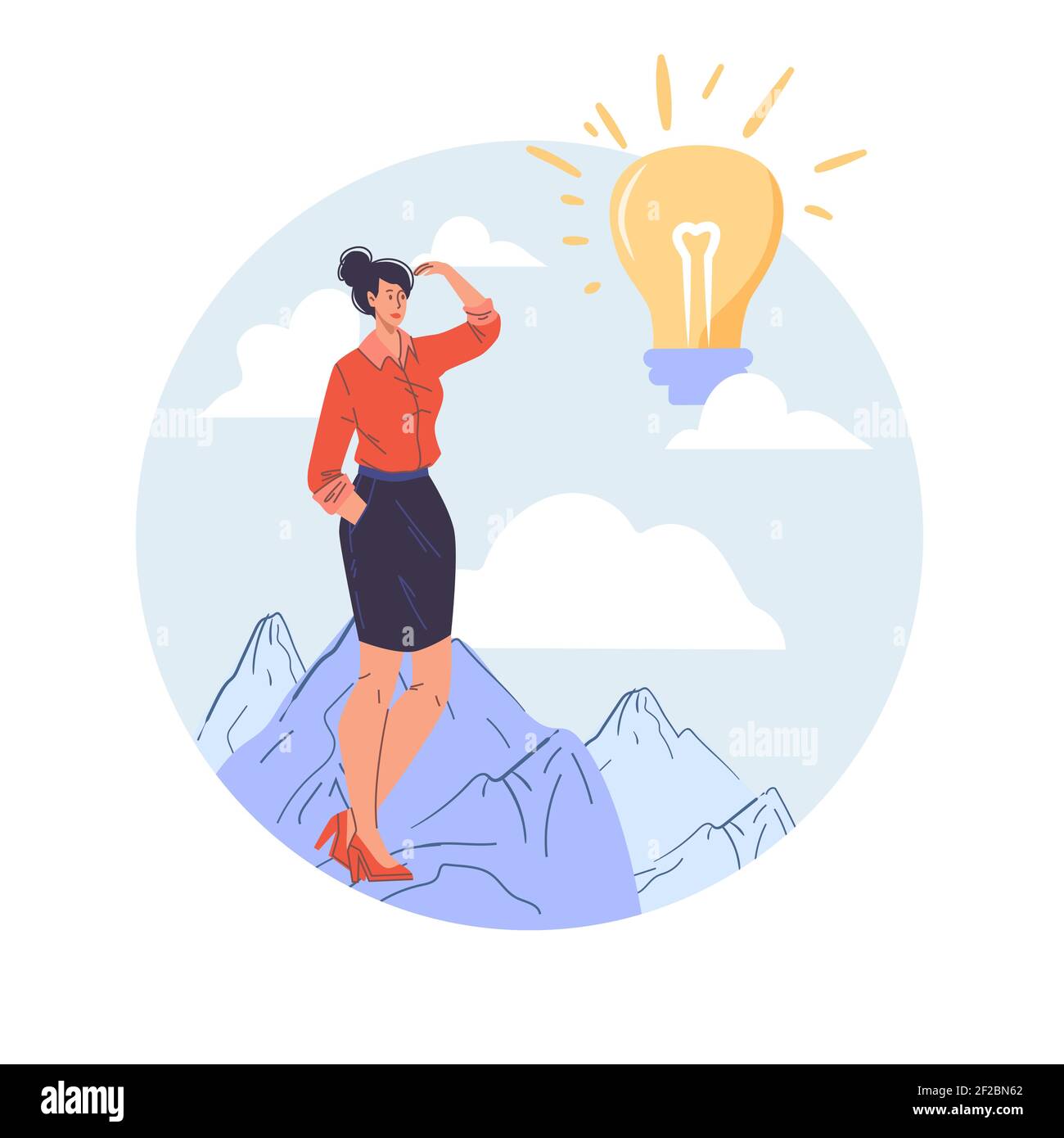 Flat cartoon character look into distance vector illustration concept ...