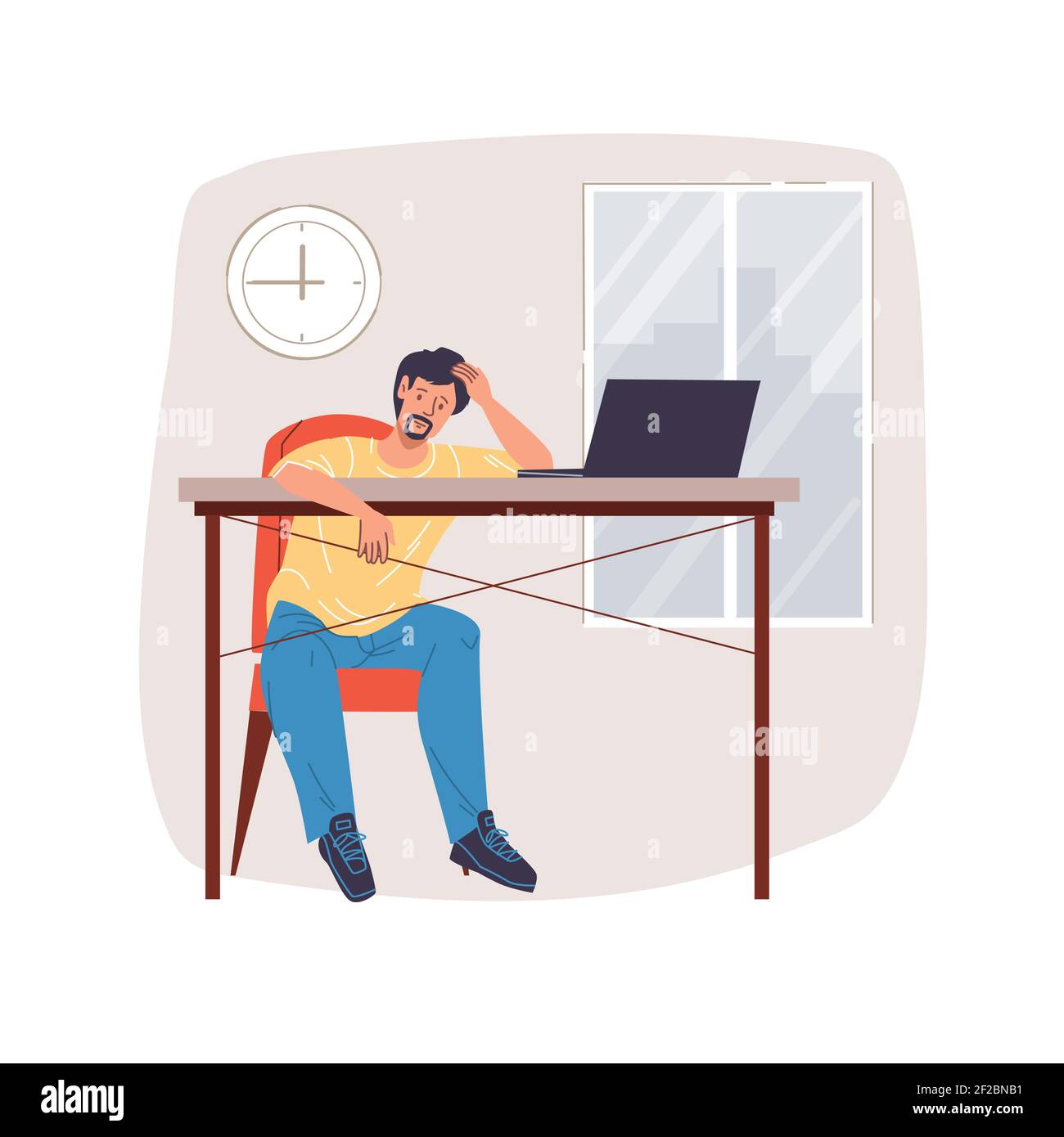 Cartoon flat employee character,work stress burnout vector illustration ...