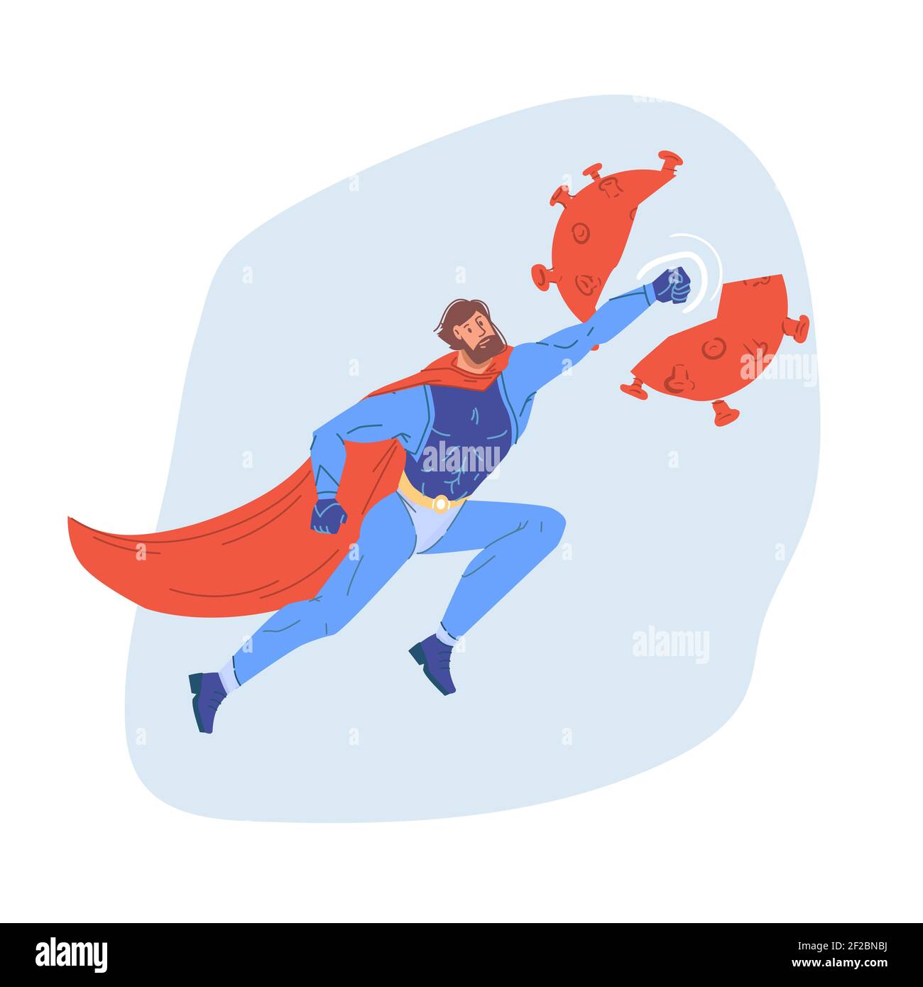 Flat cartoon superhero character fight coronavirus,covid protection ...