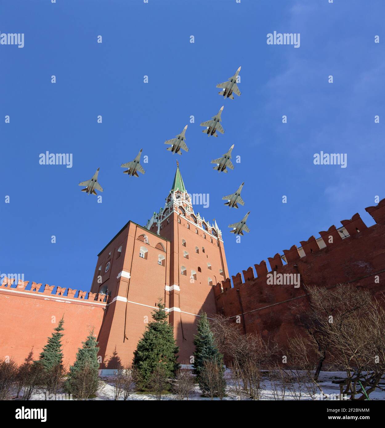 Russian military aircrafts fly in formation over Moscow( Tower of ...