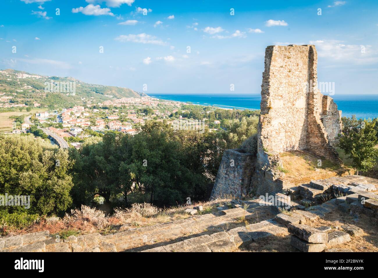 The City of Ascea, in Cilento, Campania Italy, on Cloudy Sky Background ...