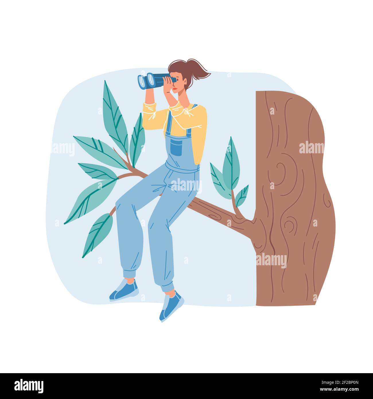 Flat cartoon character look into distance vector illustration concept ...