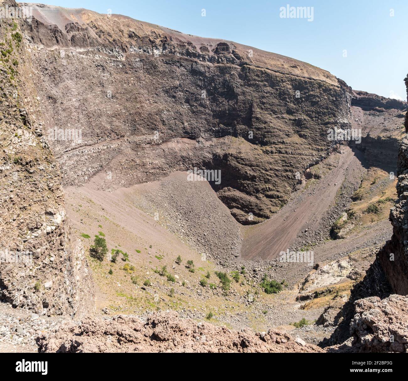 On a hike around the crater of the still active volcano Vesuvius near ...