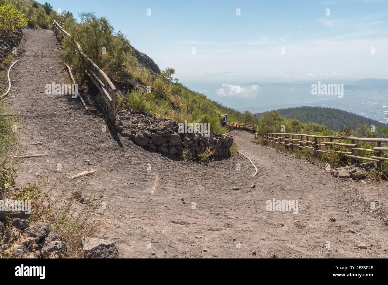 On a hike around the crater of the still active volcano Vesuvius near ...