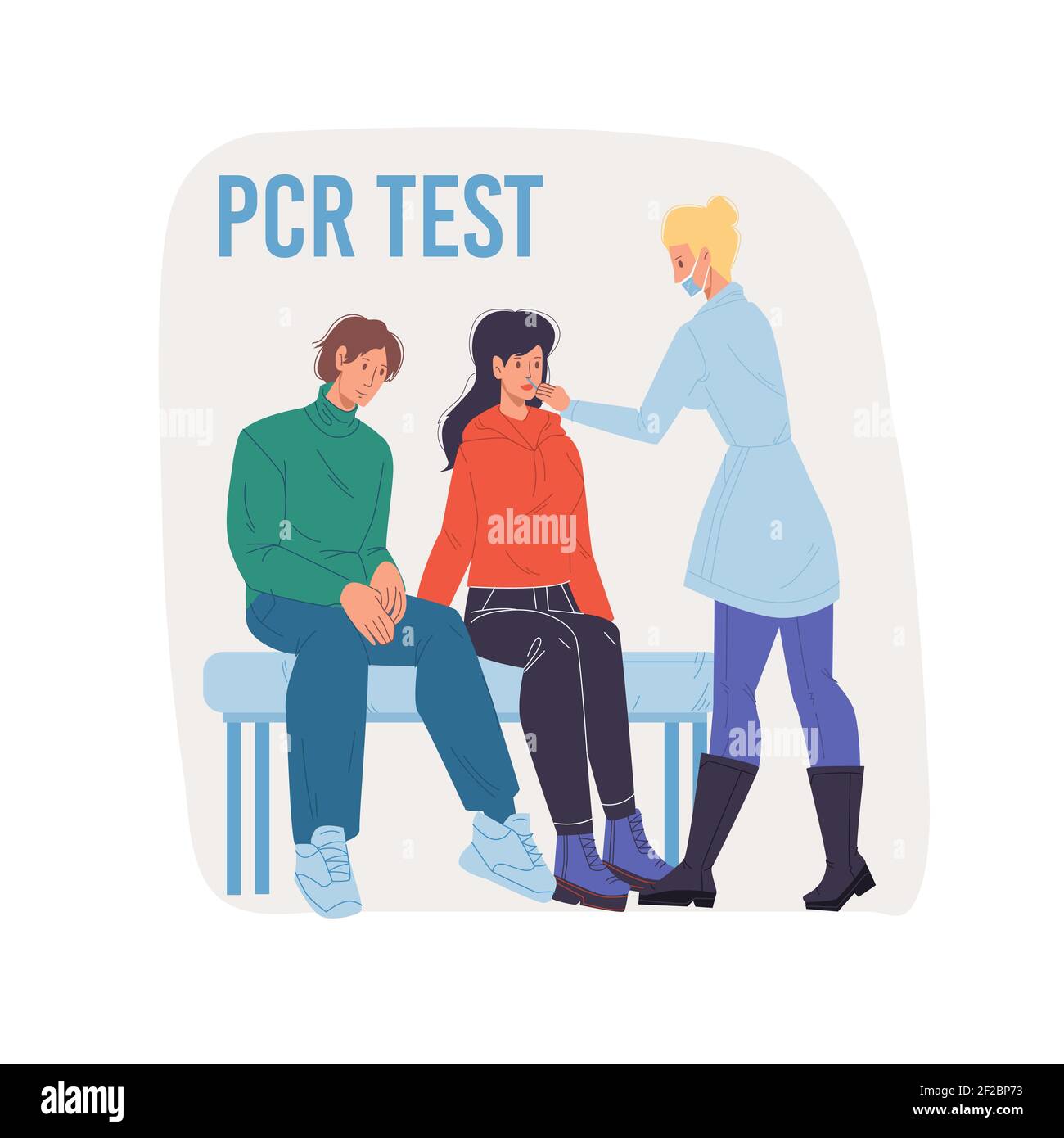 Flat cartoon patients doctor characters,PCR test,coronavirus prevention ...