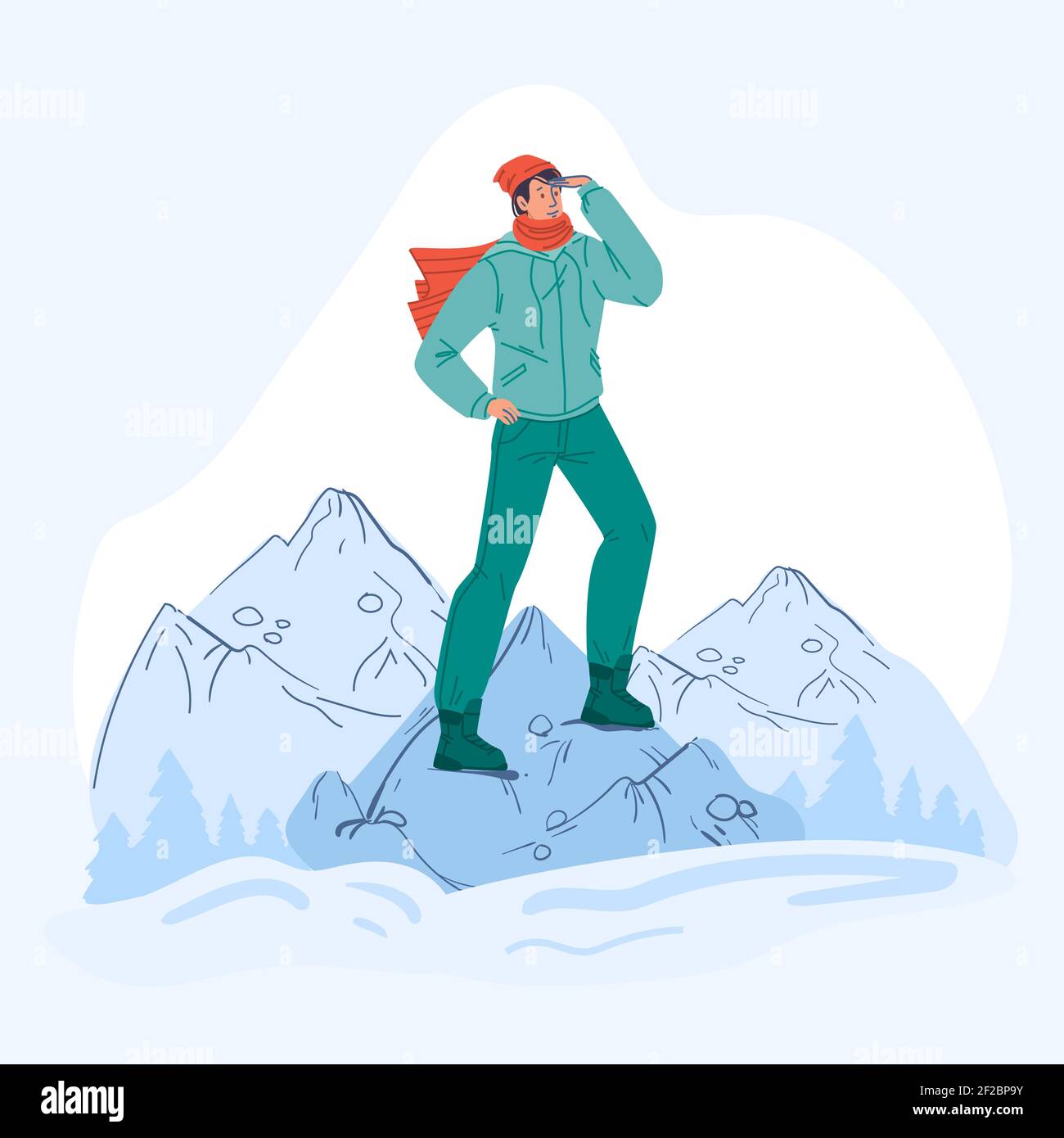 Flat cartoon character look into distance vector illustration concept ...