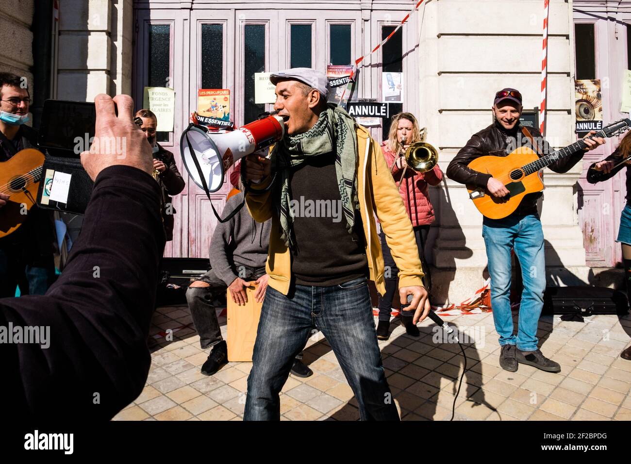 The french singer and activist HK plays in the streets of Tours with ...