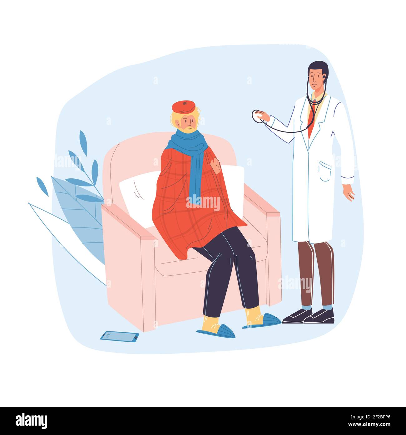 Flat cartoon patient and doctor characters,online telemedicine vector ...