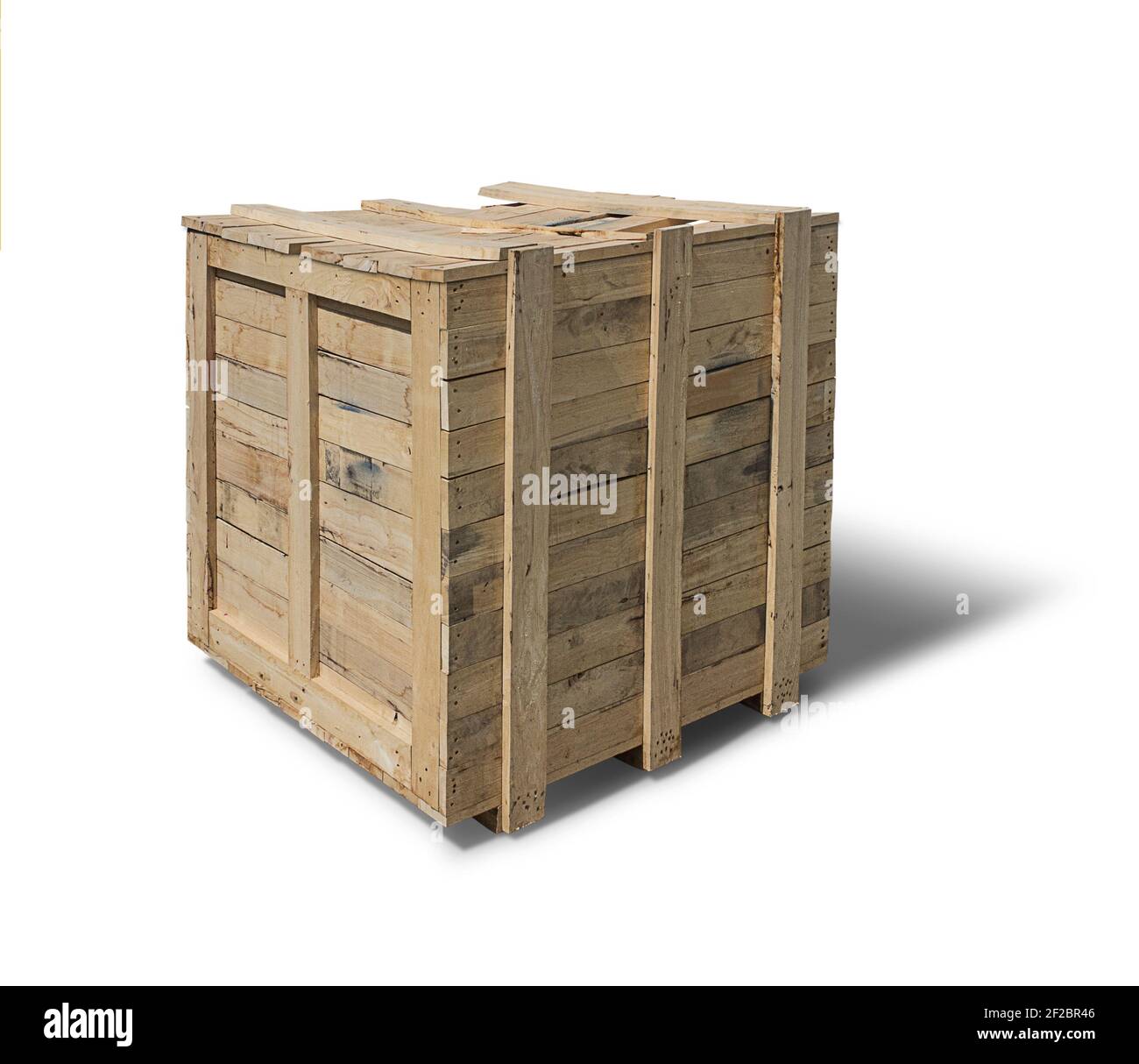 Wooden crate isolated on white background Stock Photo - Alamy