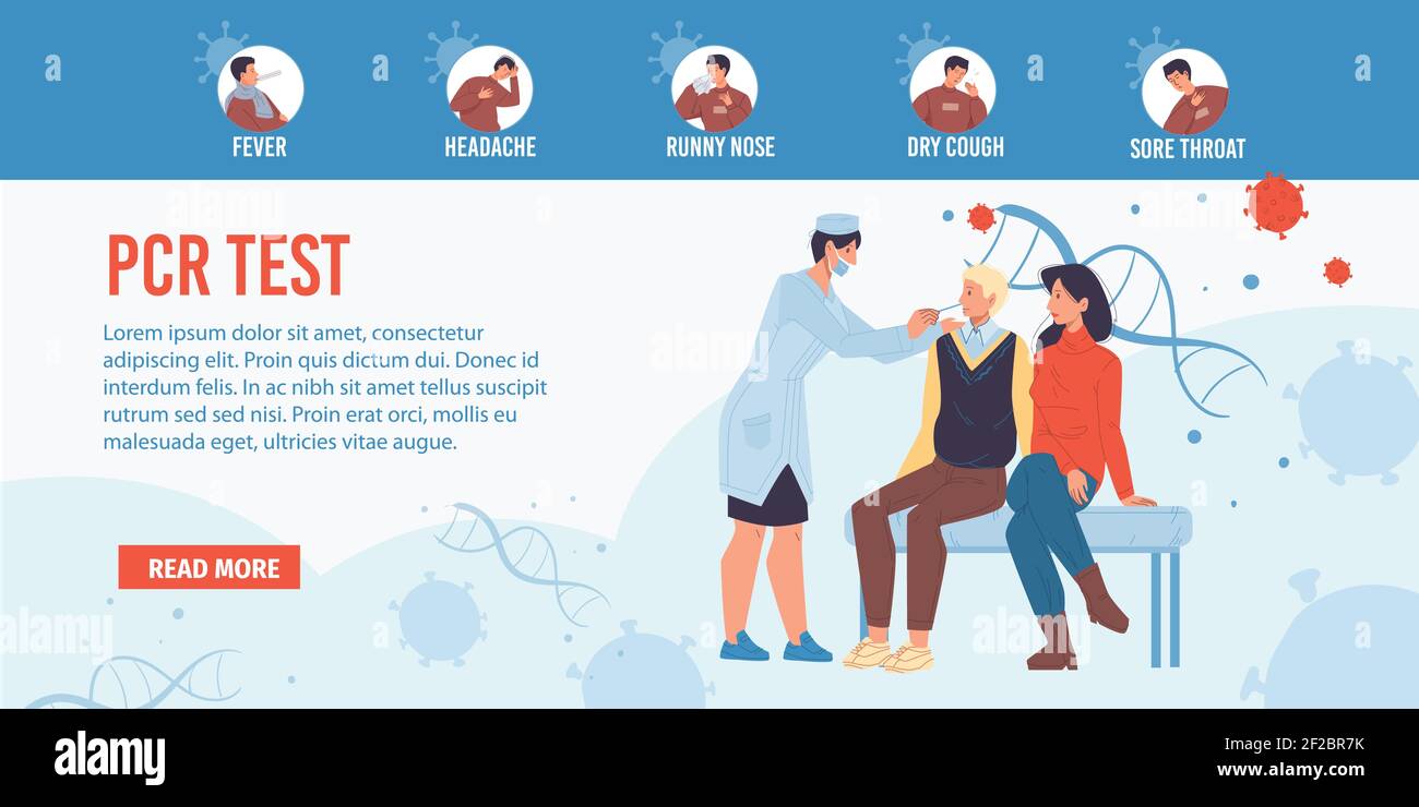 Flat cartoon patients doctor characters,PCR test,coronavirus prevention ...