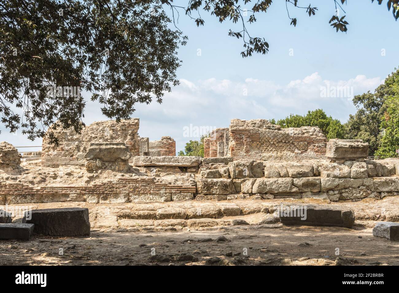 Ancient roman temple in the archeological site of Cuma, Campania, Italy ...