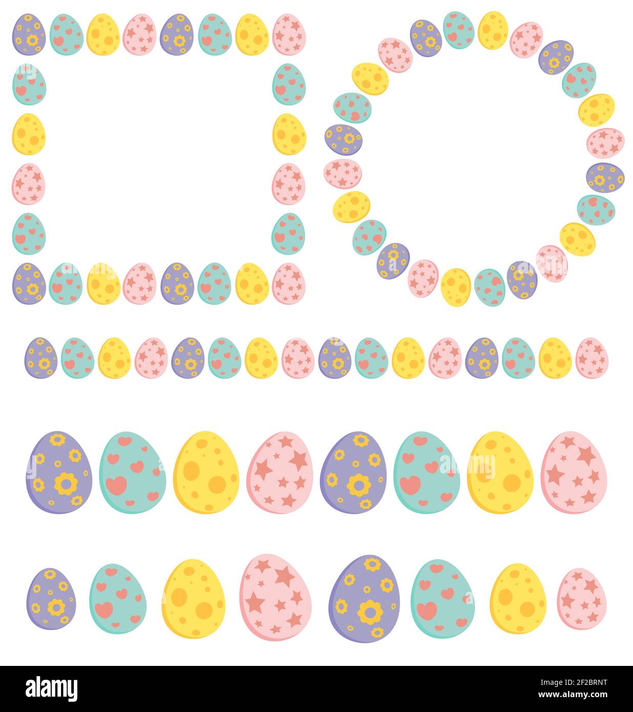 Easter egg frame and divider collection. Set of empty holiday borders ...