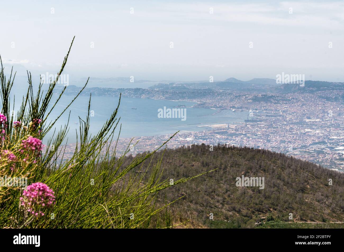 View of the Gulf of Naples from Mount Vesuvius - volcano, Italy Stock ...