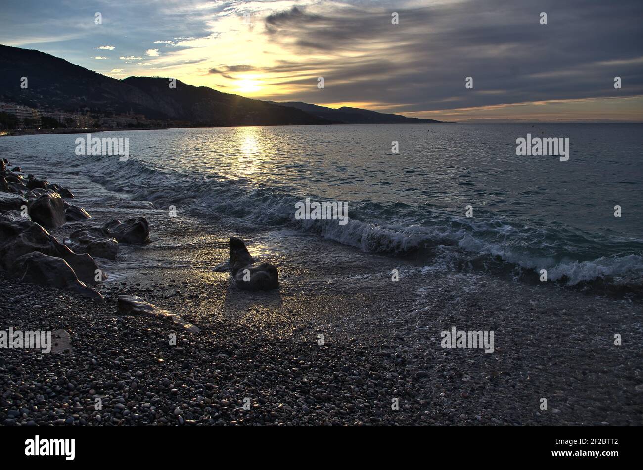 Sunrise, Menton, French Riviera Stock Photo - Alamy
