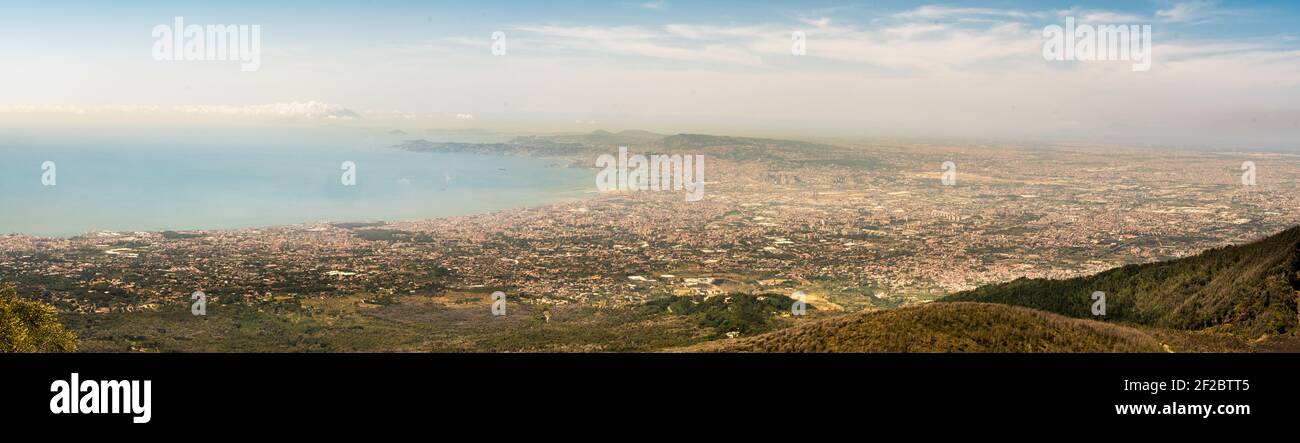 View of the Gulf of Naples from Mount Vesuvius - volcano, Italy Stock ...