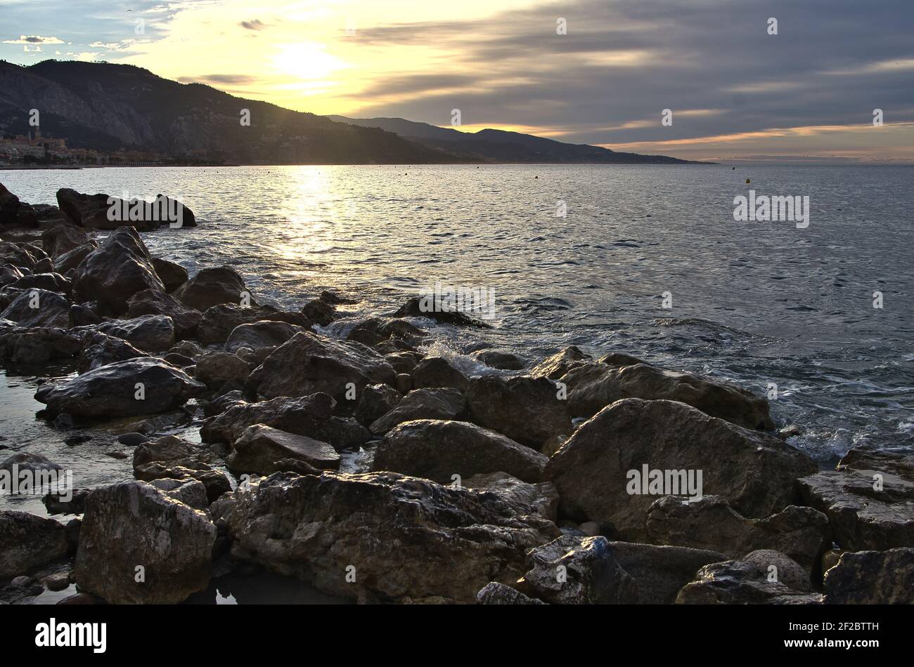Sunrise, Menton, French Riviera Stock Photo - Alamy