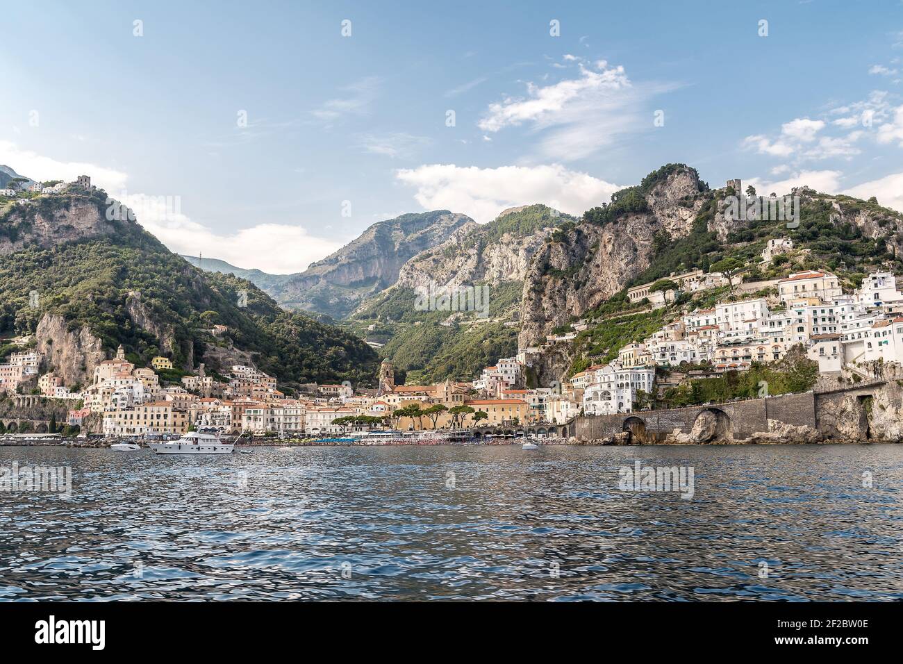 Beautiful Landscape with Amalfi town at famous amalfi coast, Italy with ...