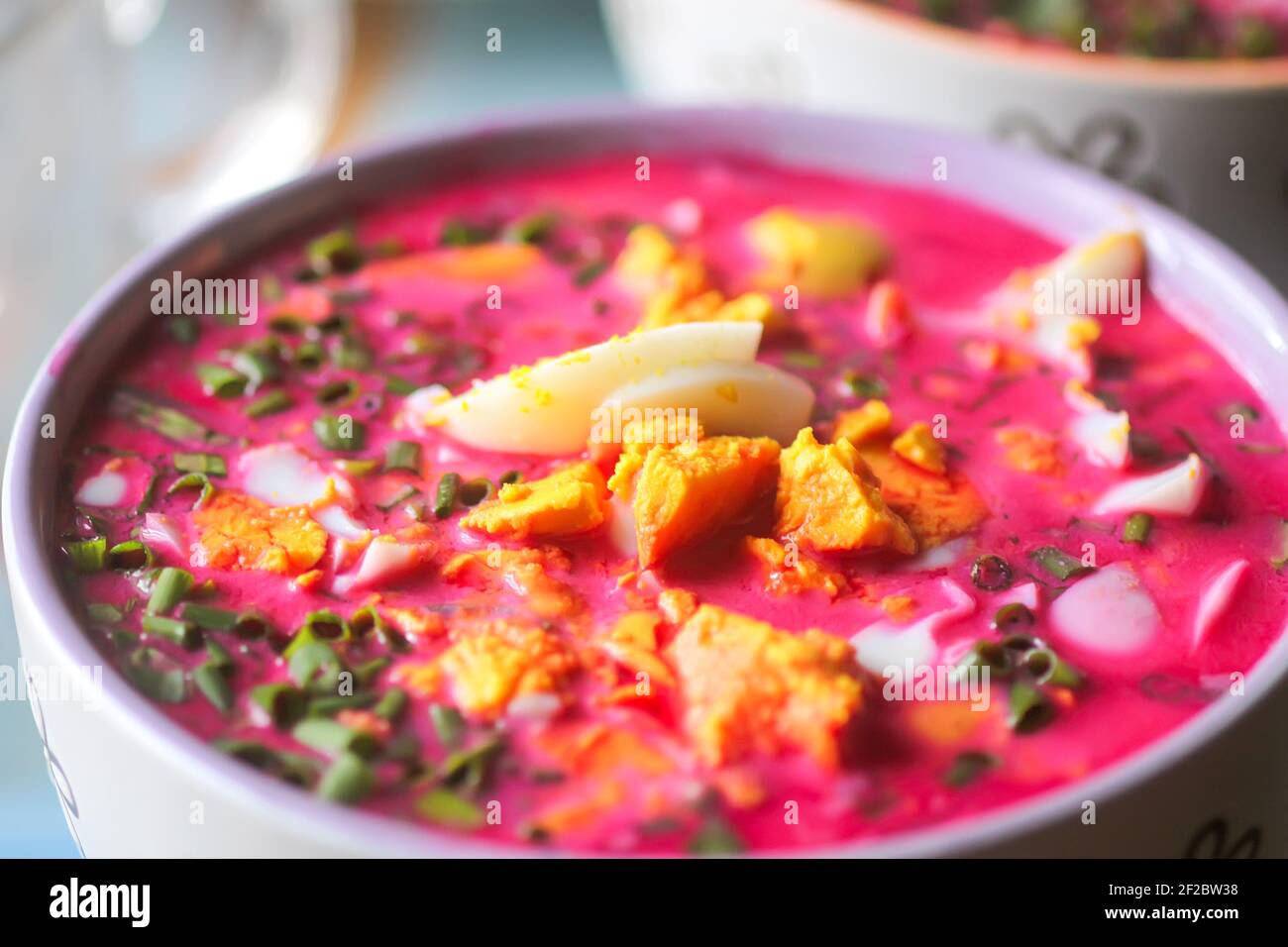 Traditional lithuanian cold soup with beet and eggs Stock Photo - Alamy
