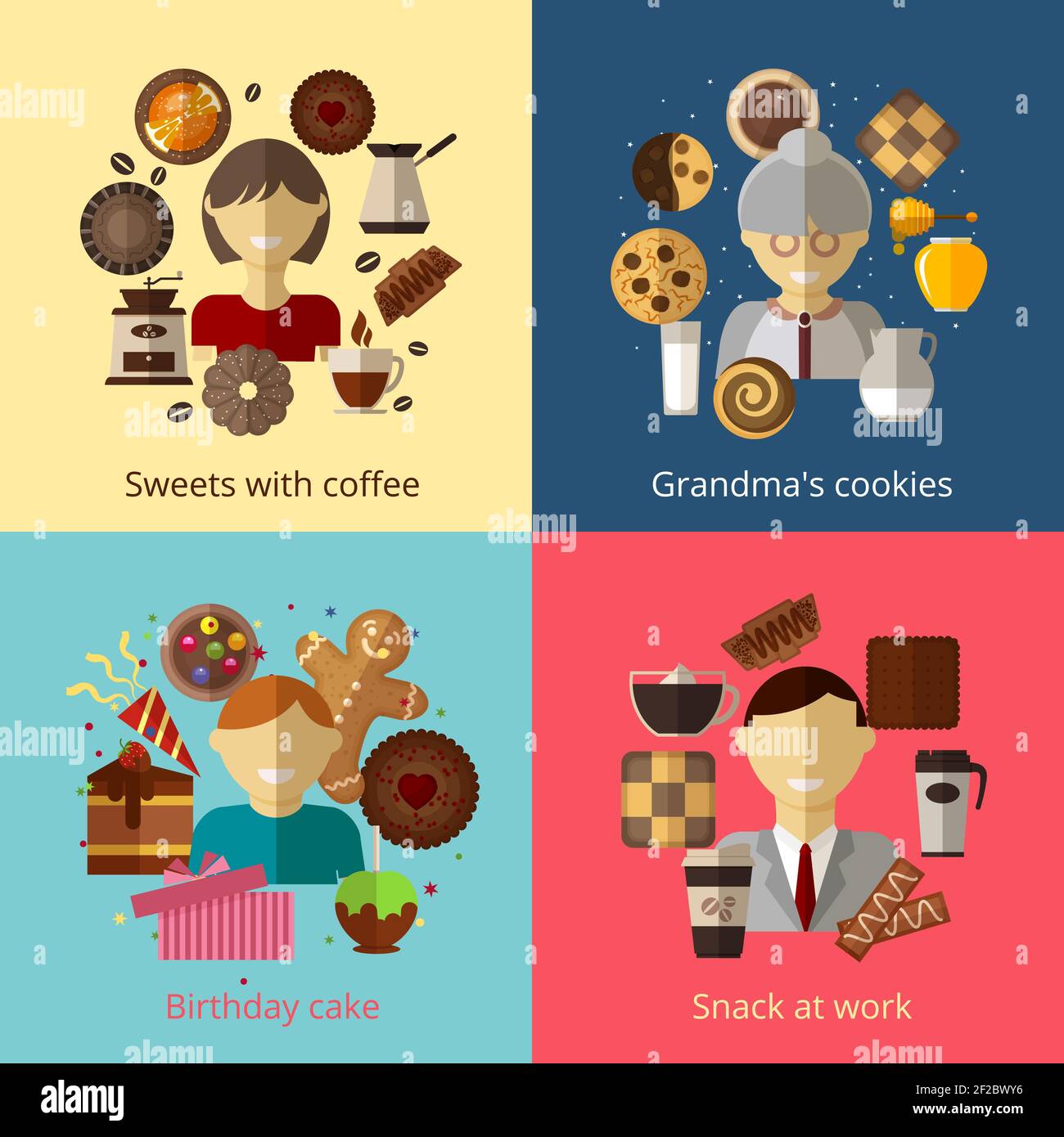 Snack at work Stock Vector Images - Alamy