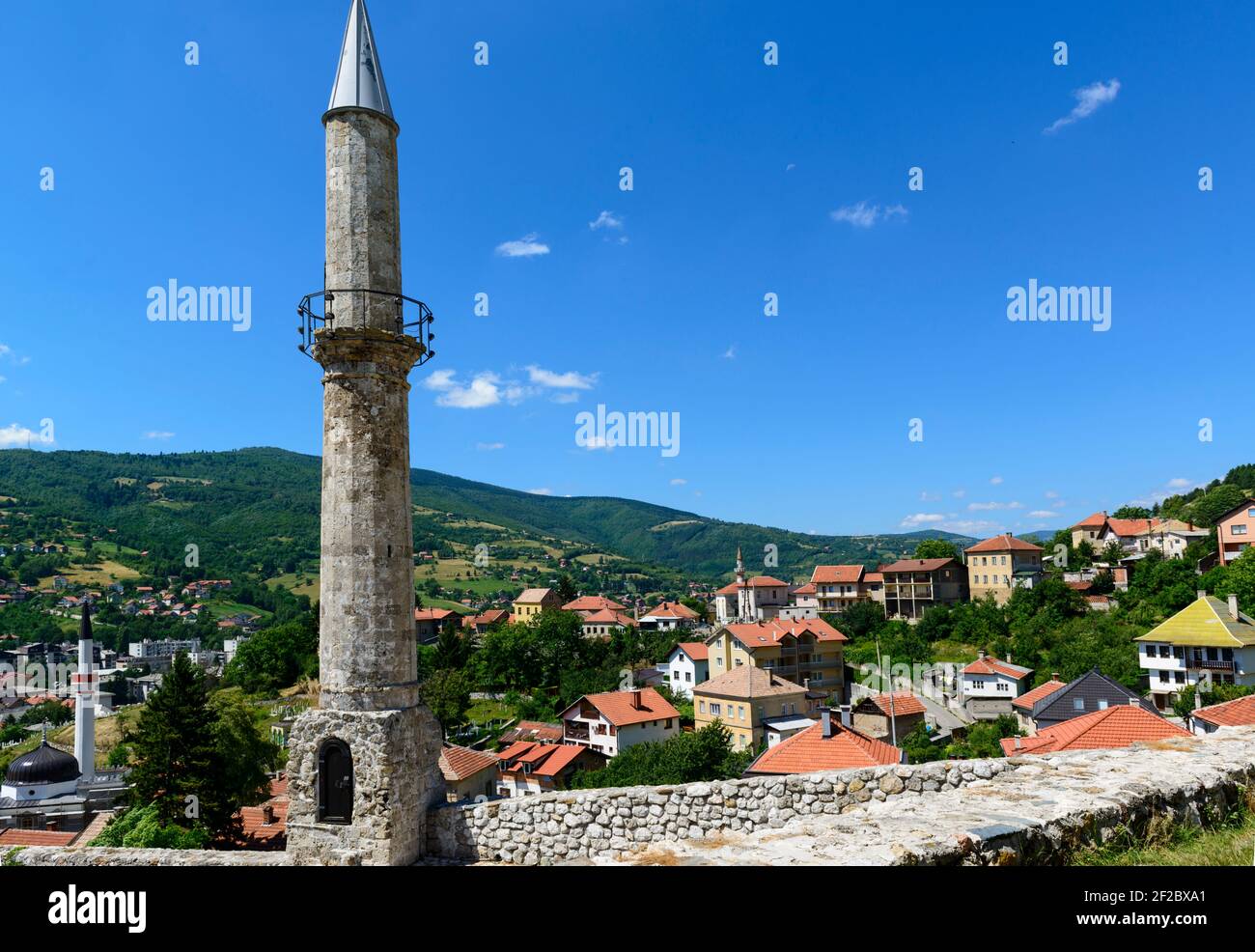 View of Travnik town from the Stary Grad Castle in Travnik, Bosnia and ...