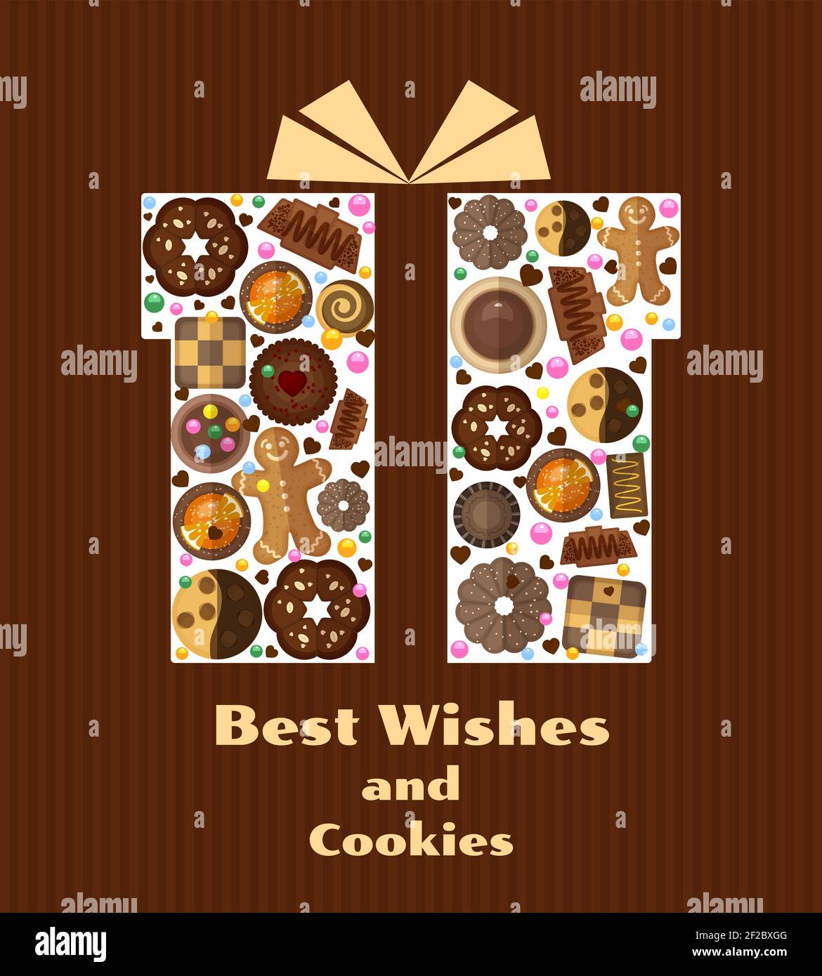 Gift box with cookies. Yummy product, gingerbread and birthday, pattern ...