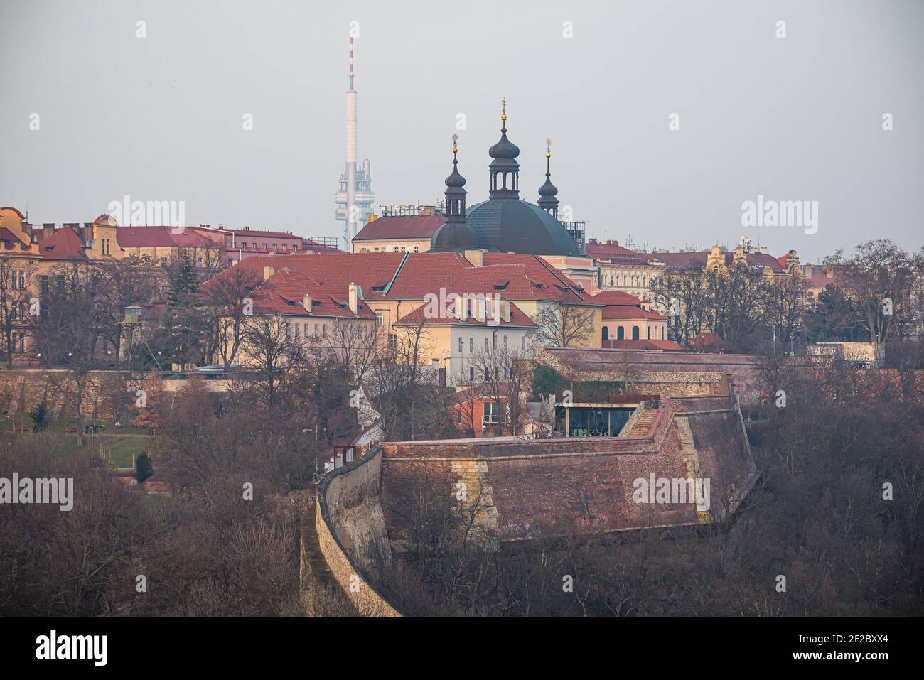 Prague, Czech republic - February 24, 2021. Church of the Assumption of the Virgin Mary and St ...
