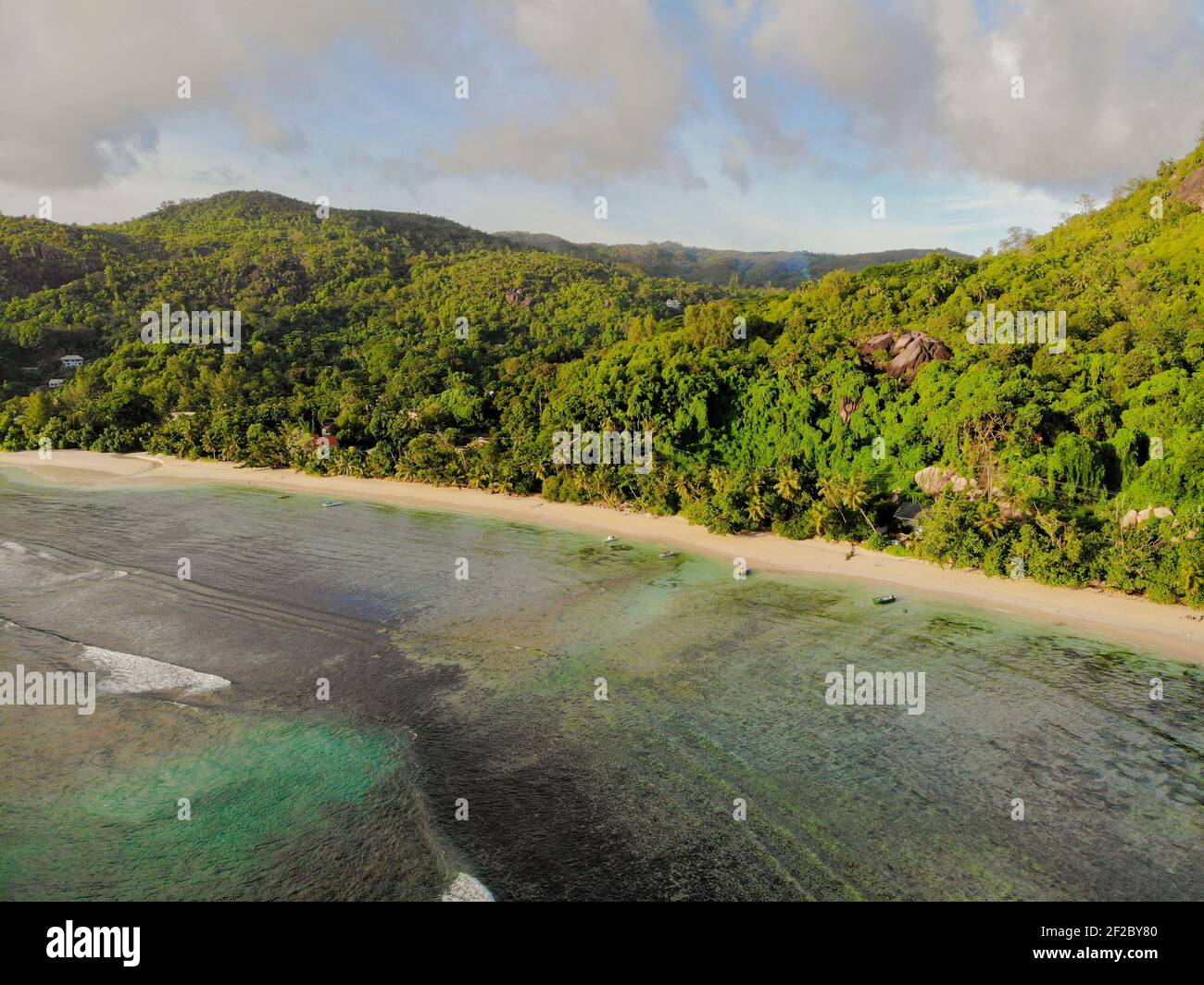 Drone Image of Baie Lazare Beach, Seychelles Stock Photo - Alamy