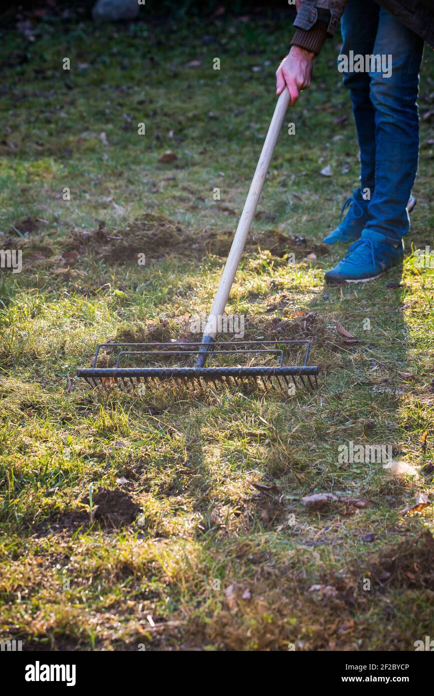 Farmer raking grass hi-res stock photography and images - Alamy